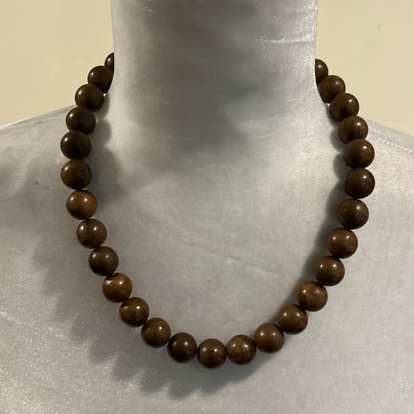 Jewelry | Brown Beaded Necklace Wooden Beads Worn Several Times Listing ...